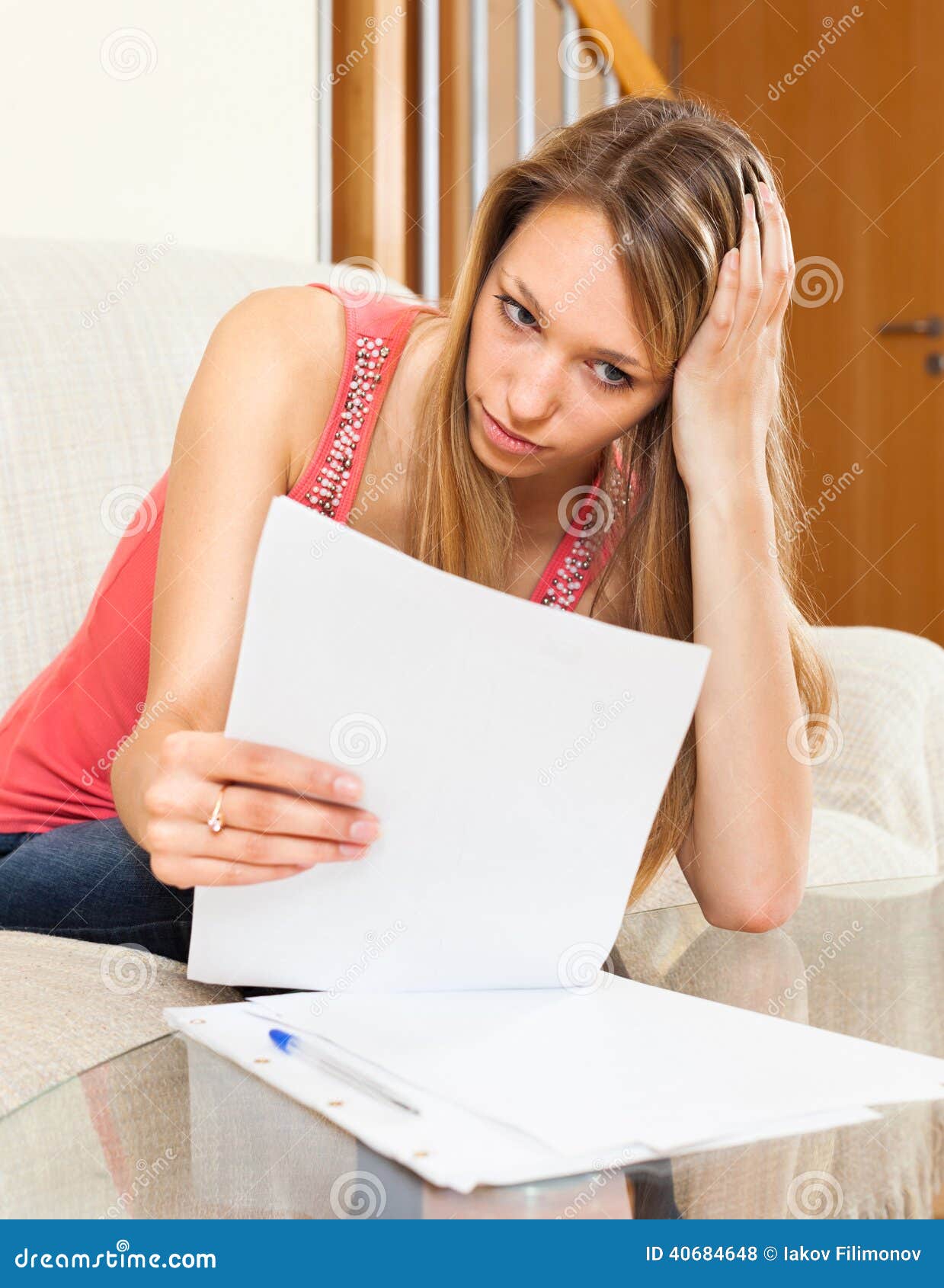 Girl Reading Notes and Preparing for the Exam Stock Photo - Image of ...