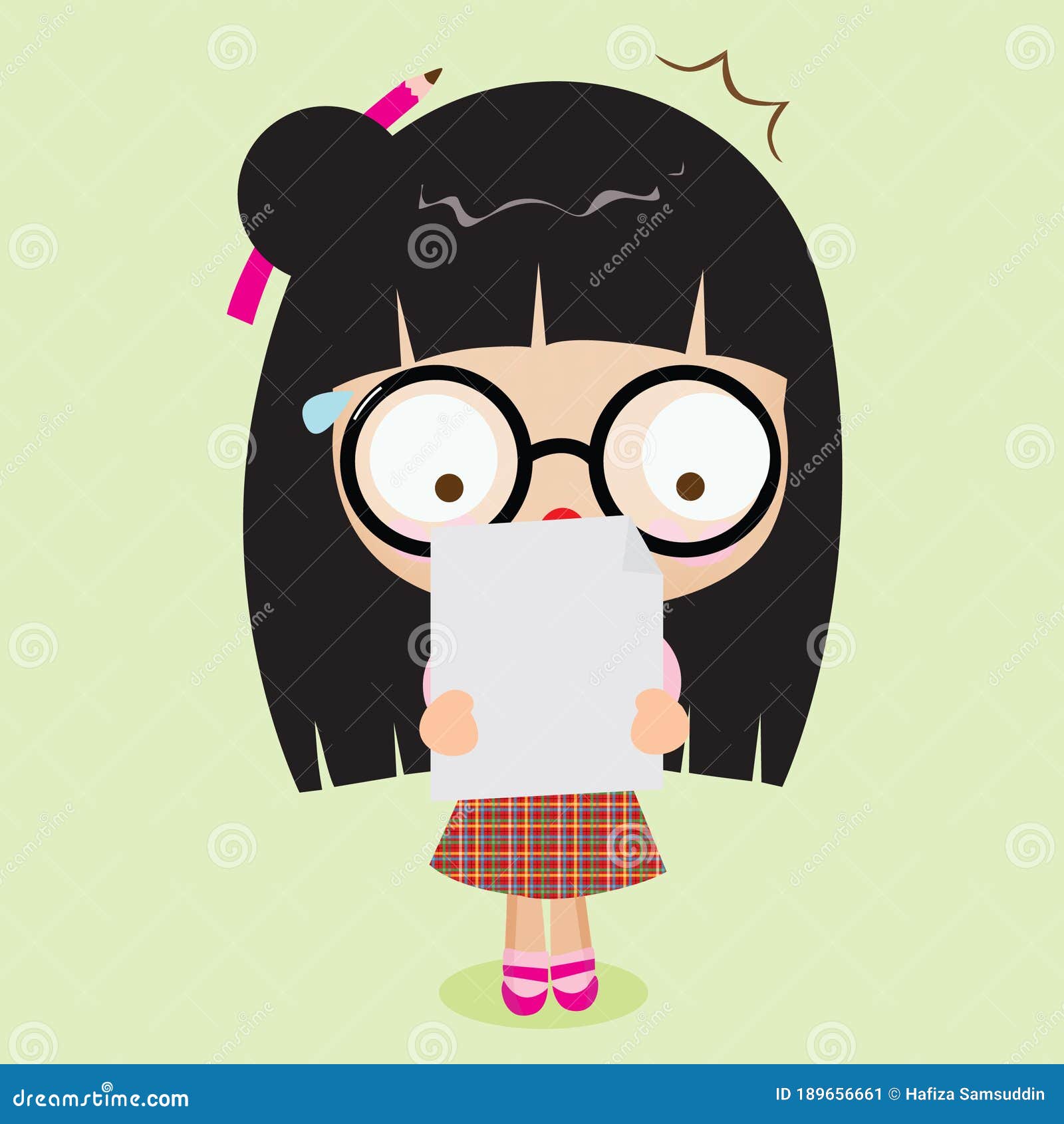 Girl Reading Paper. Vector Illustration Decorative Design Stock Vector ...