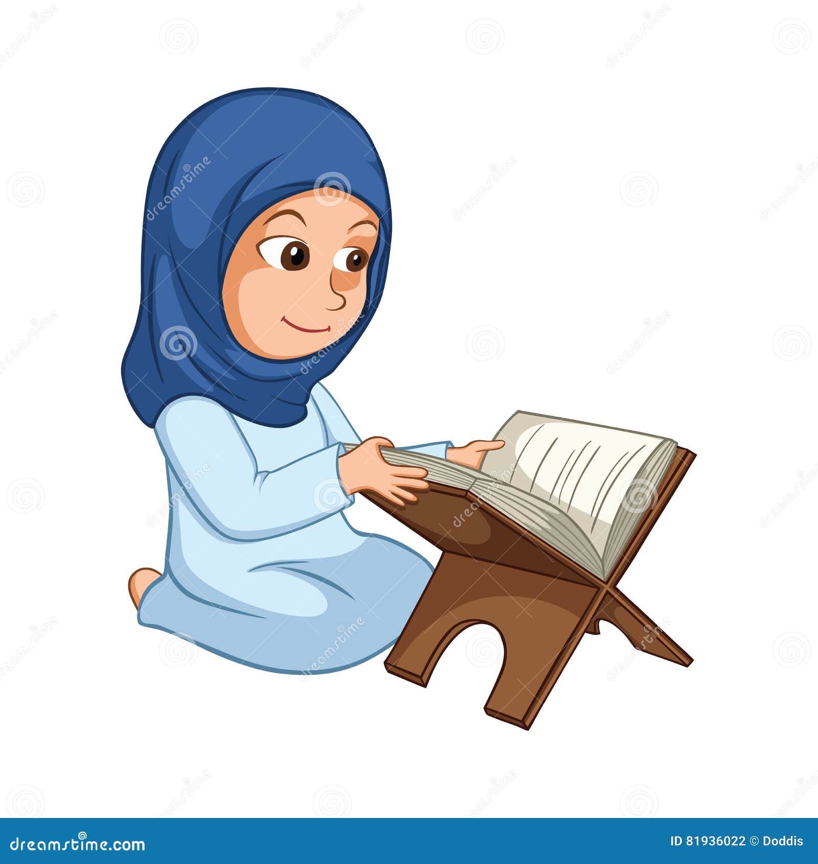 Cartoon Of Muslim Girl Reading A Book. Vector Illustration ... Cartoon Of Muslim Girl Reading A Book. Vector Illustration ...