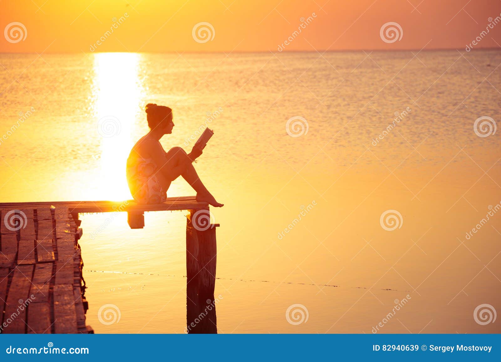 Girl Reading at the Sunset Time Stock Image - Image of lifestyle, happy ...