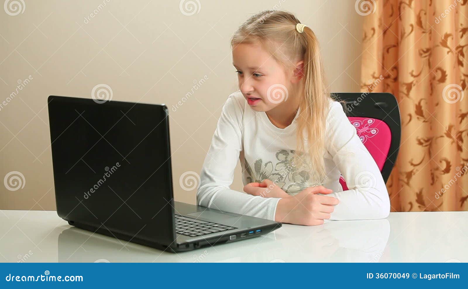 Girl Reading Text on Laptop Stock Video Footage - Video of female ...