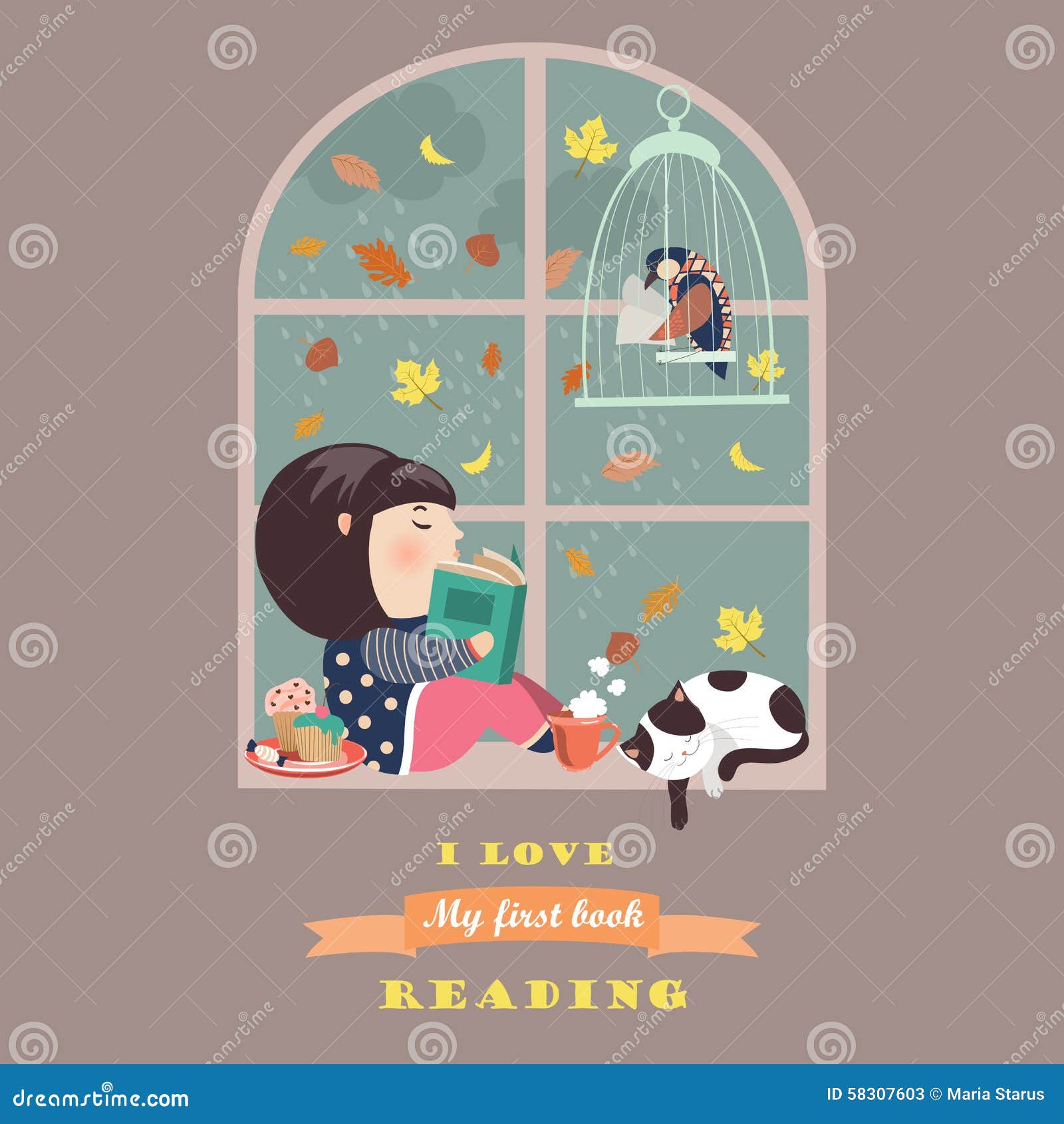 Woman Read Rain Window Stock Illustrations – 6 Woman Read Rain Window ...