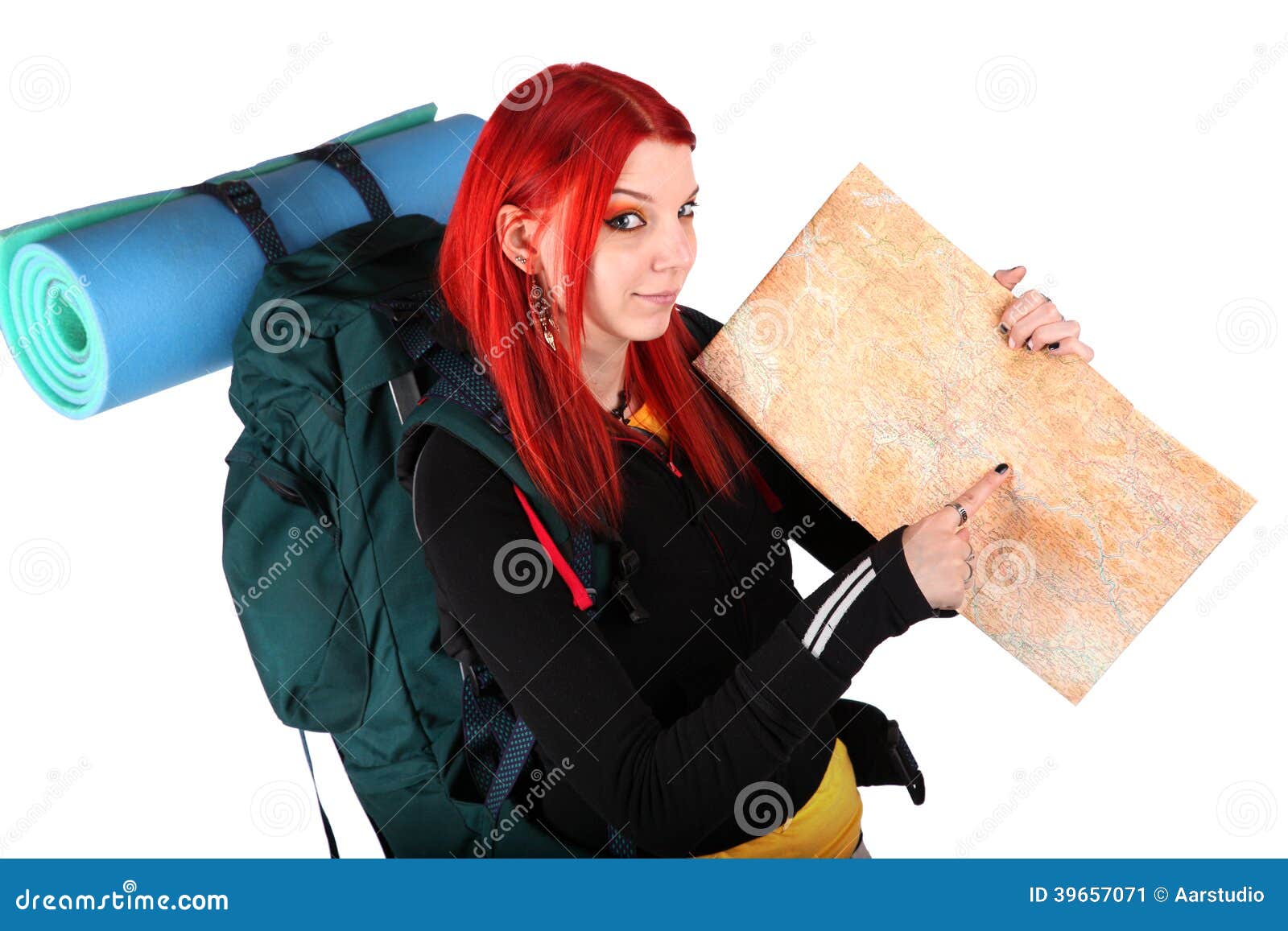 Girl ready for backpacking stock image. Image of navigation - 39657071