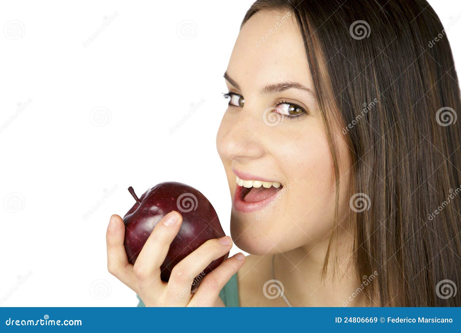 Girl Ready To Eat Apple Happy Stock Image - Image of diet, fruit: 24806669
