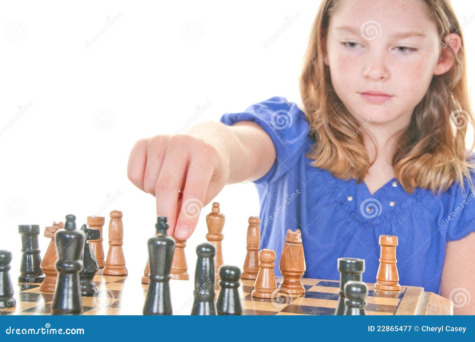 Girl ready to win in chess stock image. Image of check - 22865477