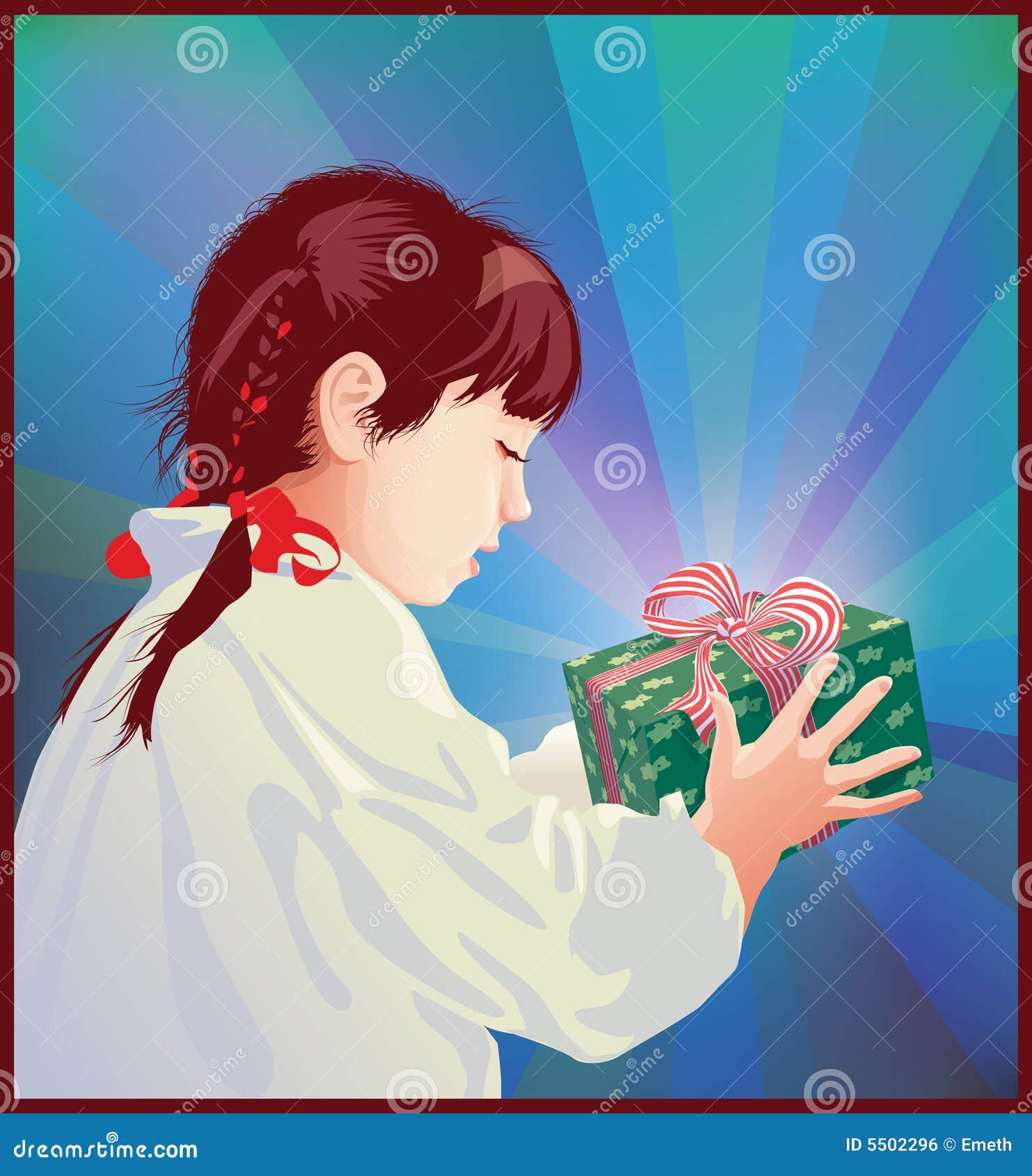 Girl receiving a gift stock vector. Illustration of holiday - 5502296