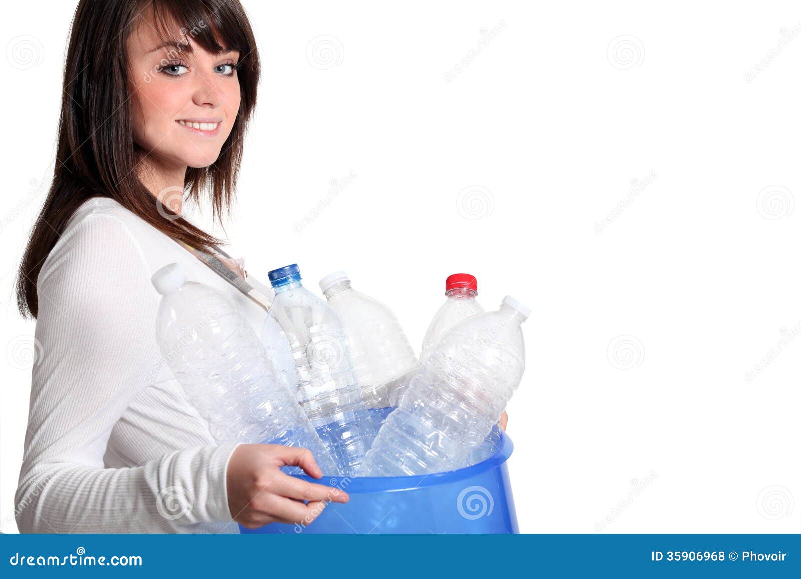 Girl Recycling Plastic Bottles Stock Photo - Image of awareness ...