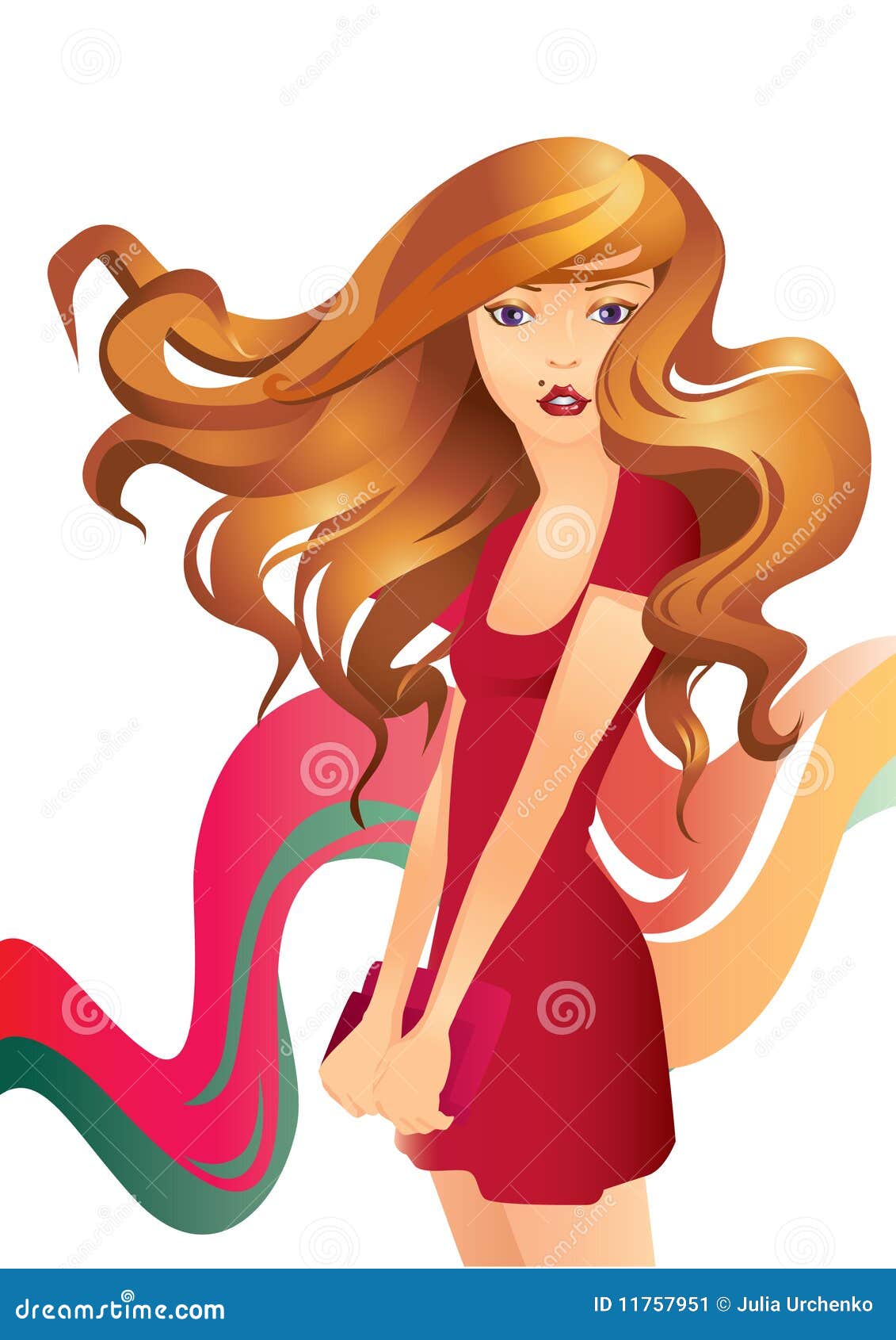 Girl in red stock illustration. Illustration of strand - 11757951