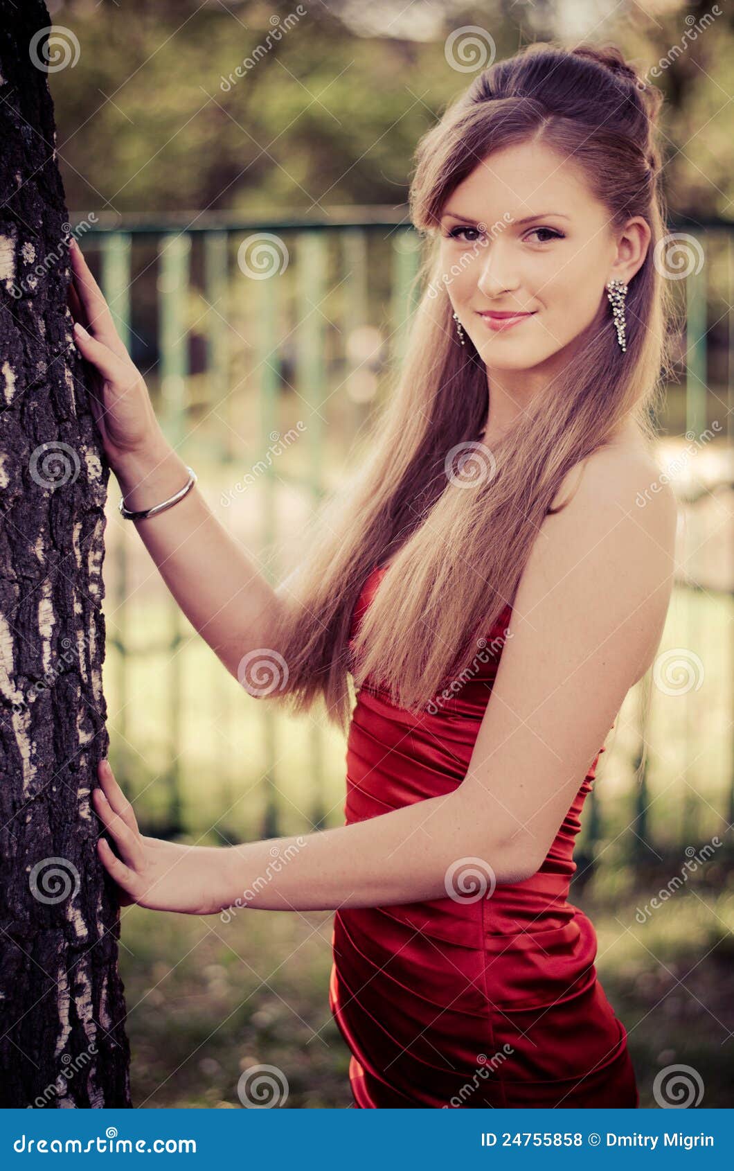 Girl in red stock photo. Image of happy, blond, pink - 24755858