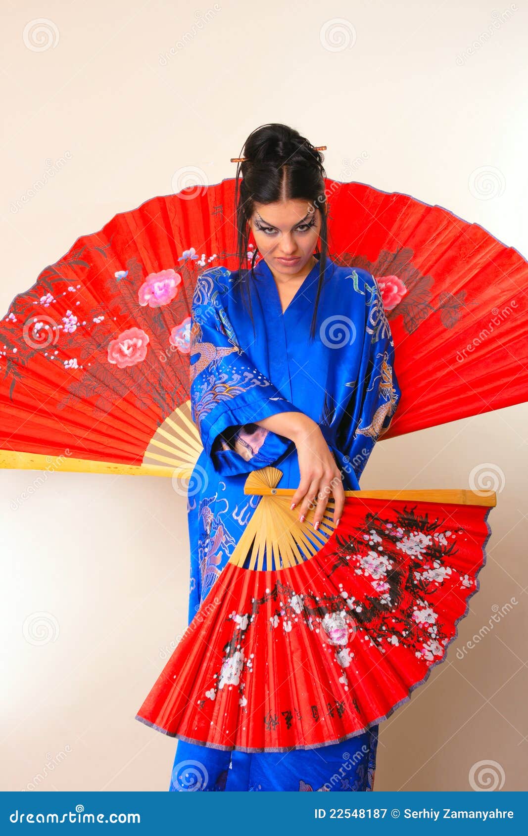 Girl with red asian fan stock image. Image of chinese - 22548187