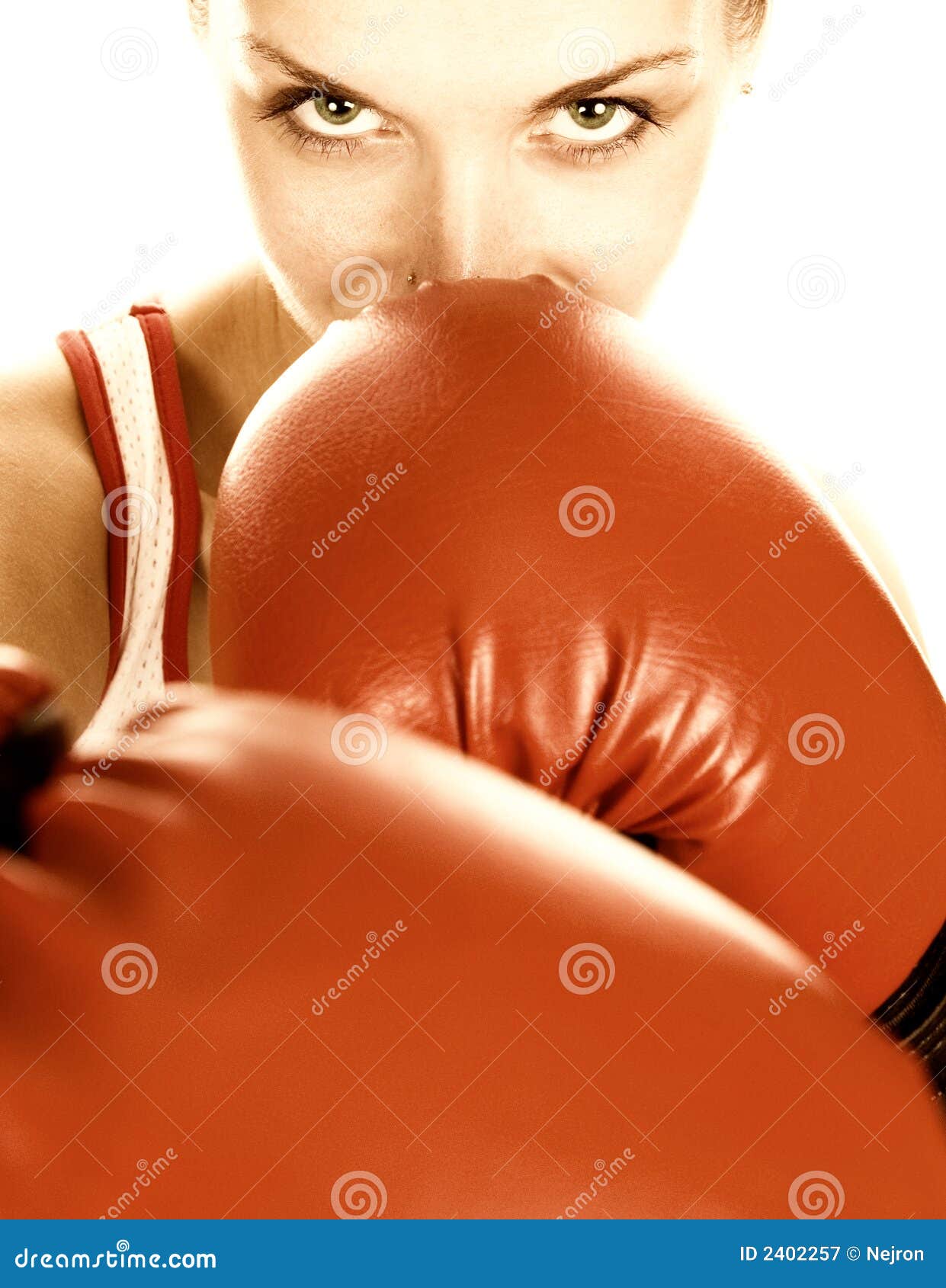 Girl with Red Boxing Gloves Stock Image - Image of kickboxing, action ...