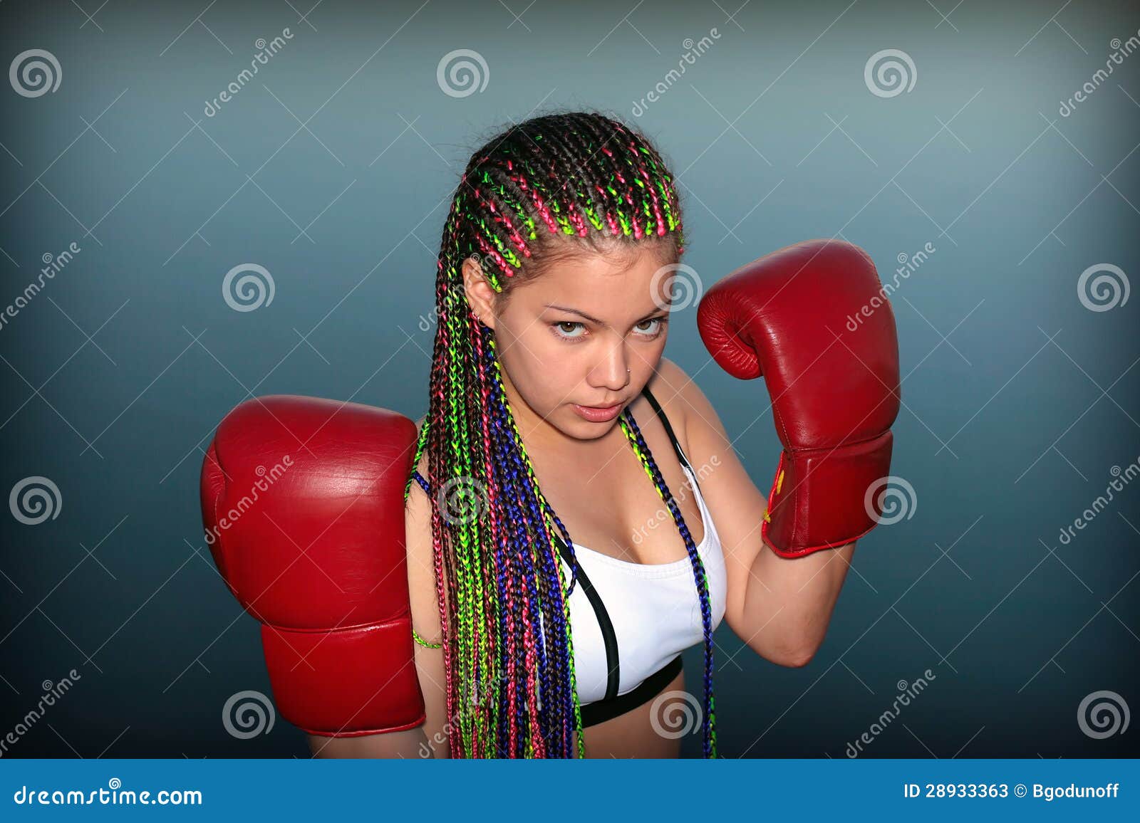 Girl with Red Boxing Gloves Stock Image - Image of fighting, healthy ...