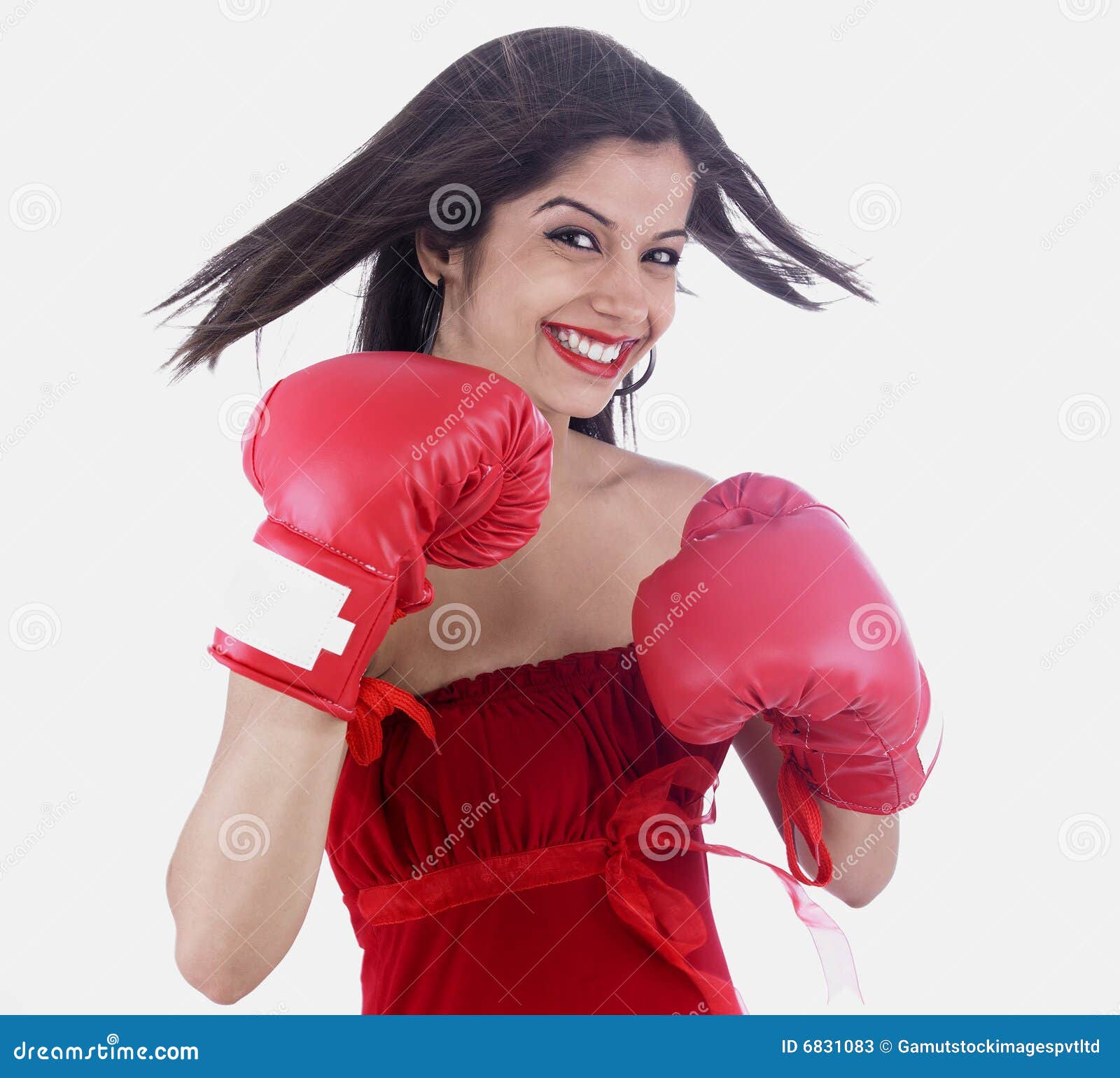 Girl with Red Boxing Gloves Stock Image - Image of fair, fight: 6831083