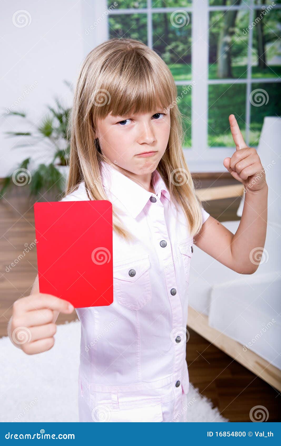 Girl with the red card stock photo. Image of referee - 16854800