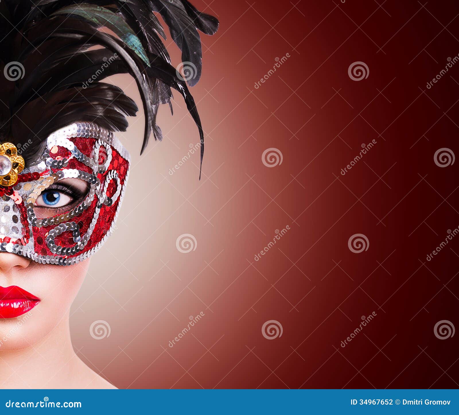 Girl in red carnival mask stock photo. Image of carnival - 34967652