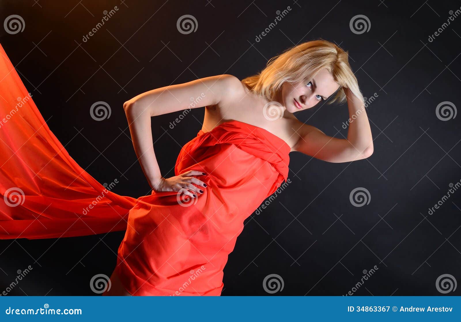 Girl in a red cloth stock image. Image of single, sight - 34863367
