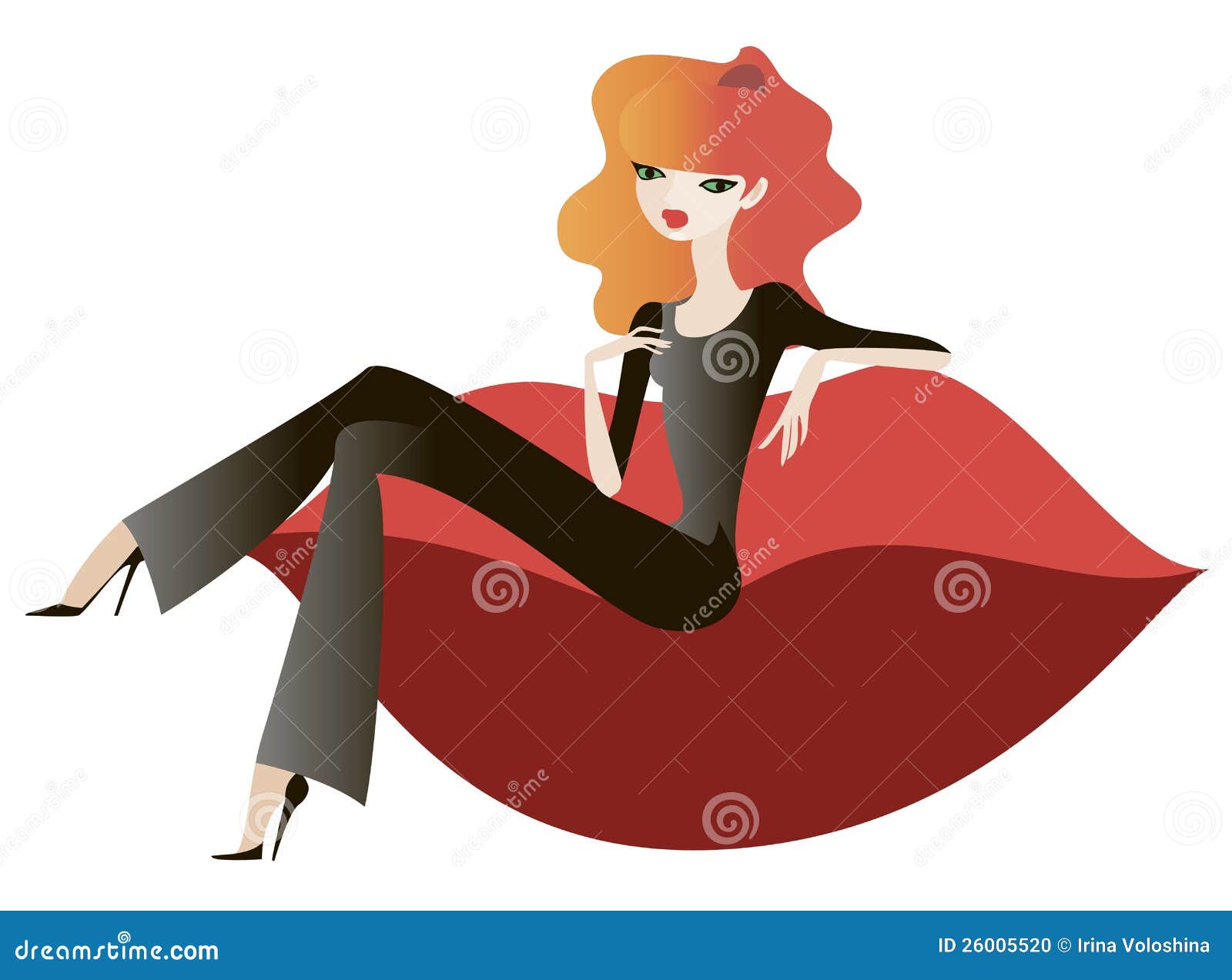 Girl On A Red Couch Stock Vector Illustration Of Character 26005520