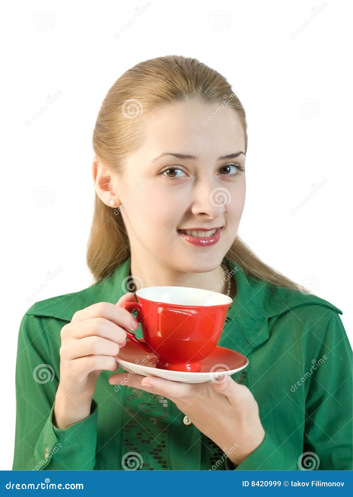 Girl with red cup stock image. Image of beauty, lifestyle - 8420999