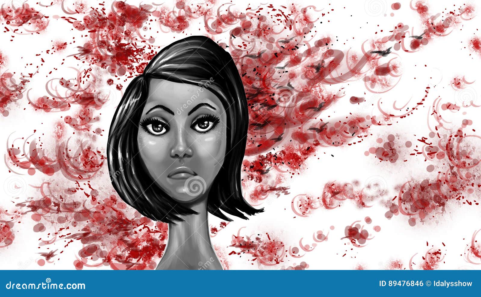 Girl And Red Diffuse Forms Stock Illustration | CartoonDealer.com #89476846