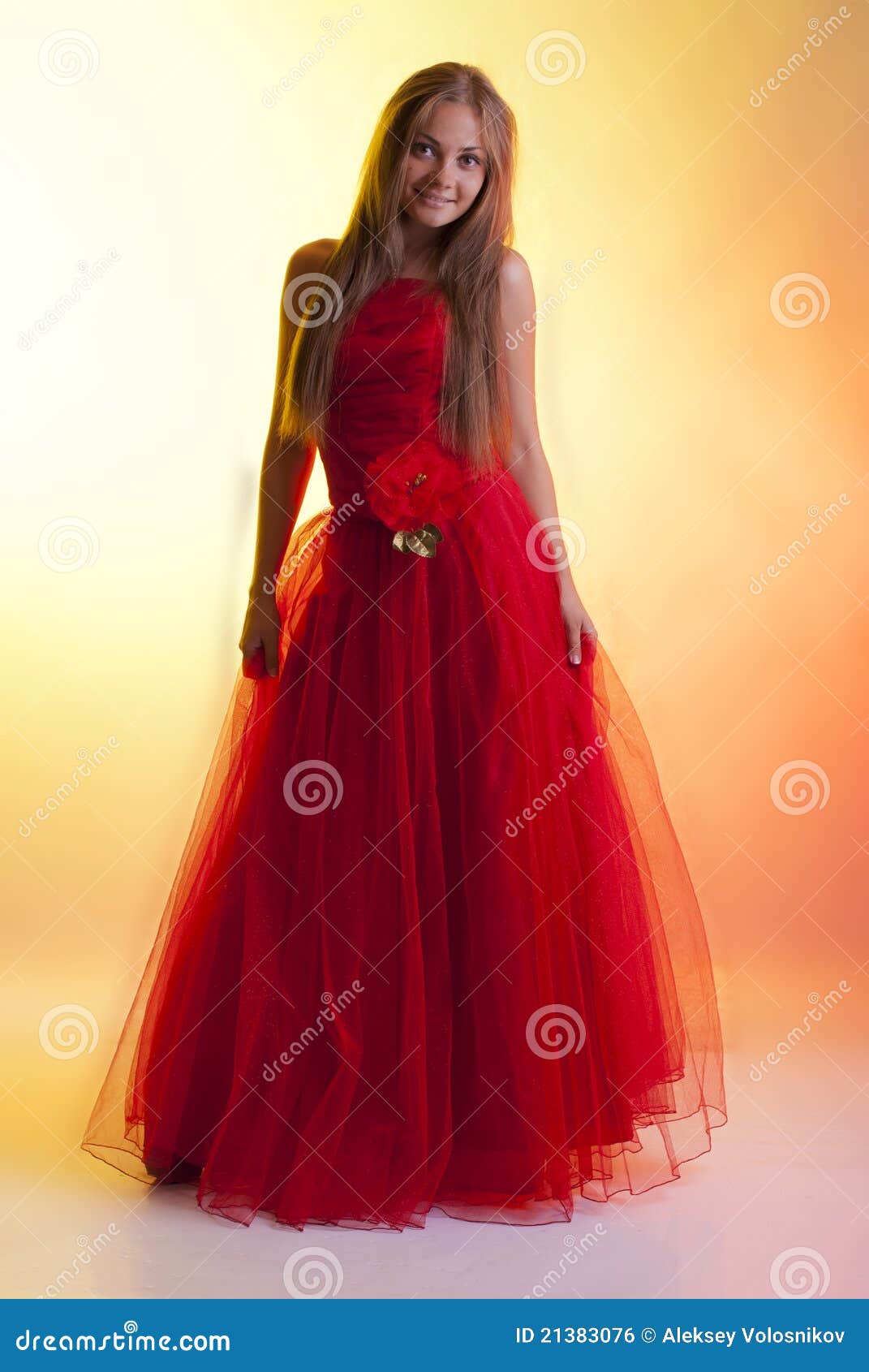 Girl in red dress stock photo. Image of great, hair, circle - 21383076