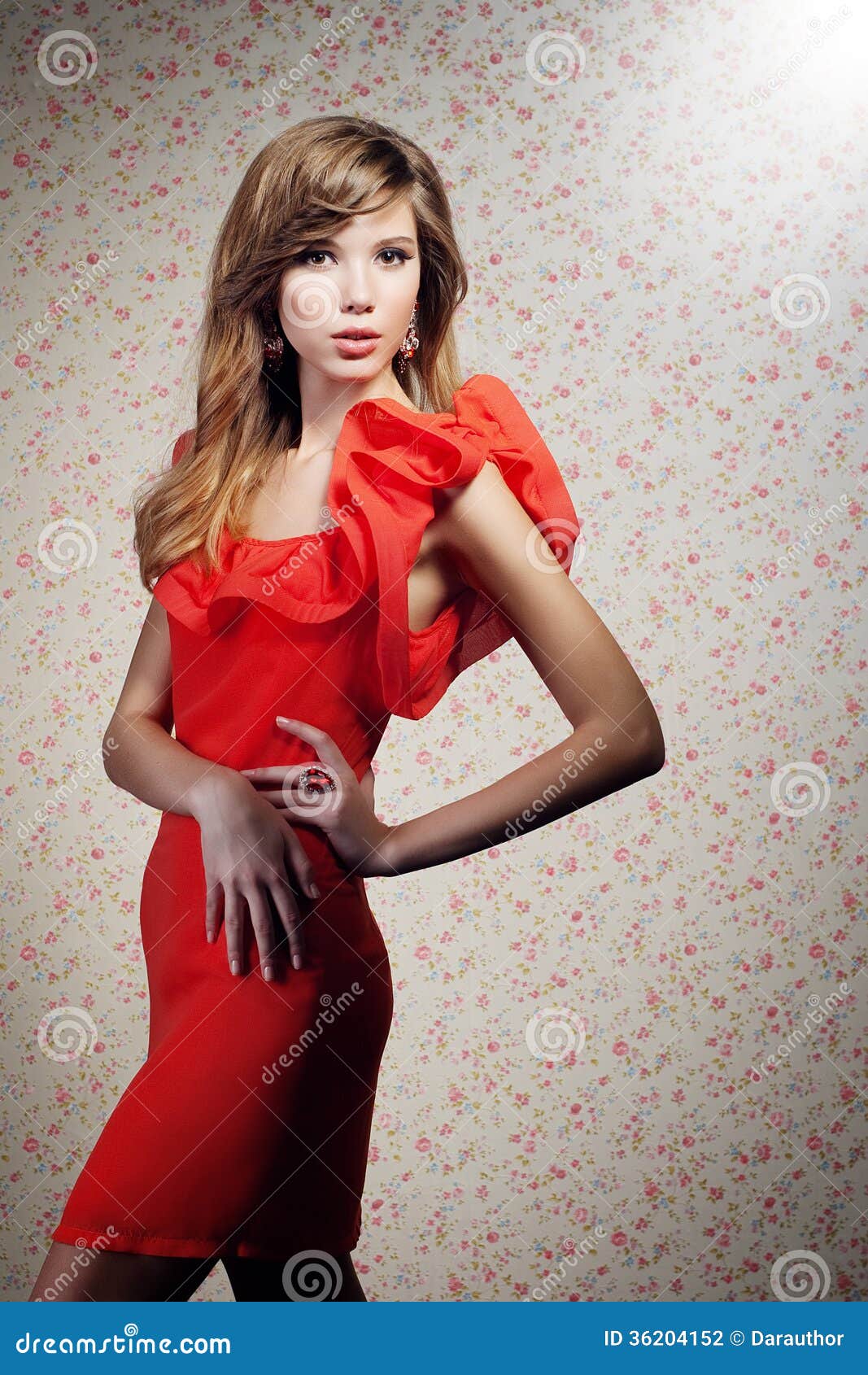 The girl in a red dress stock photo. Image of beautiful - 36204152