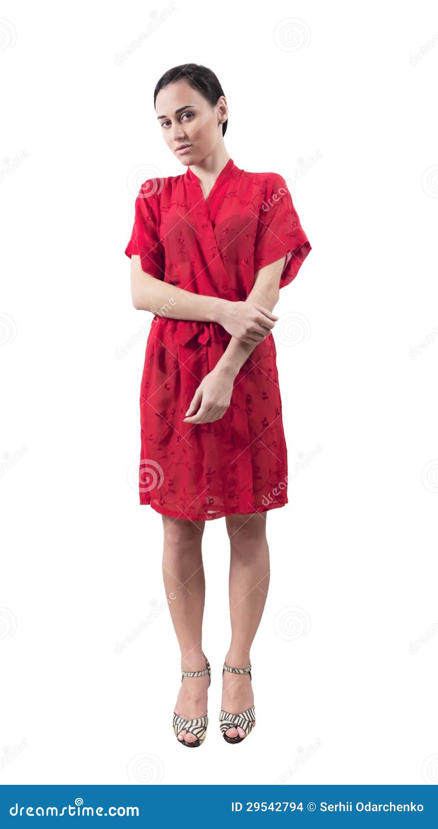Girl in red dressing gown stock photo. Image of longhair - 29542794
