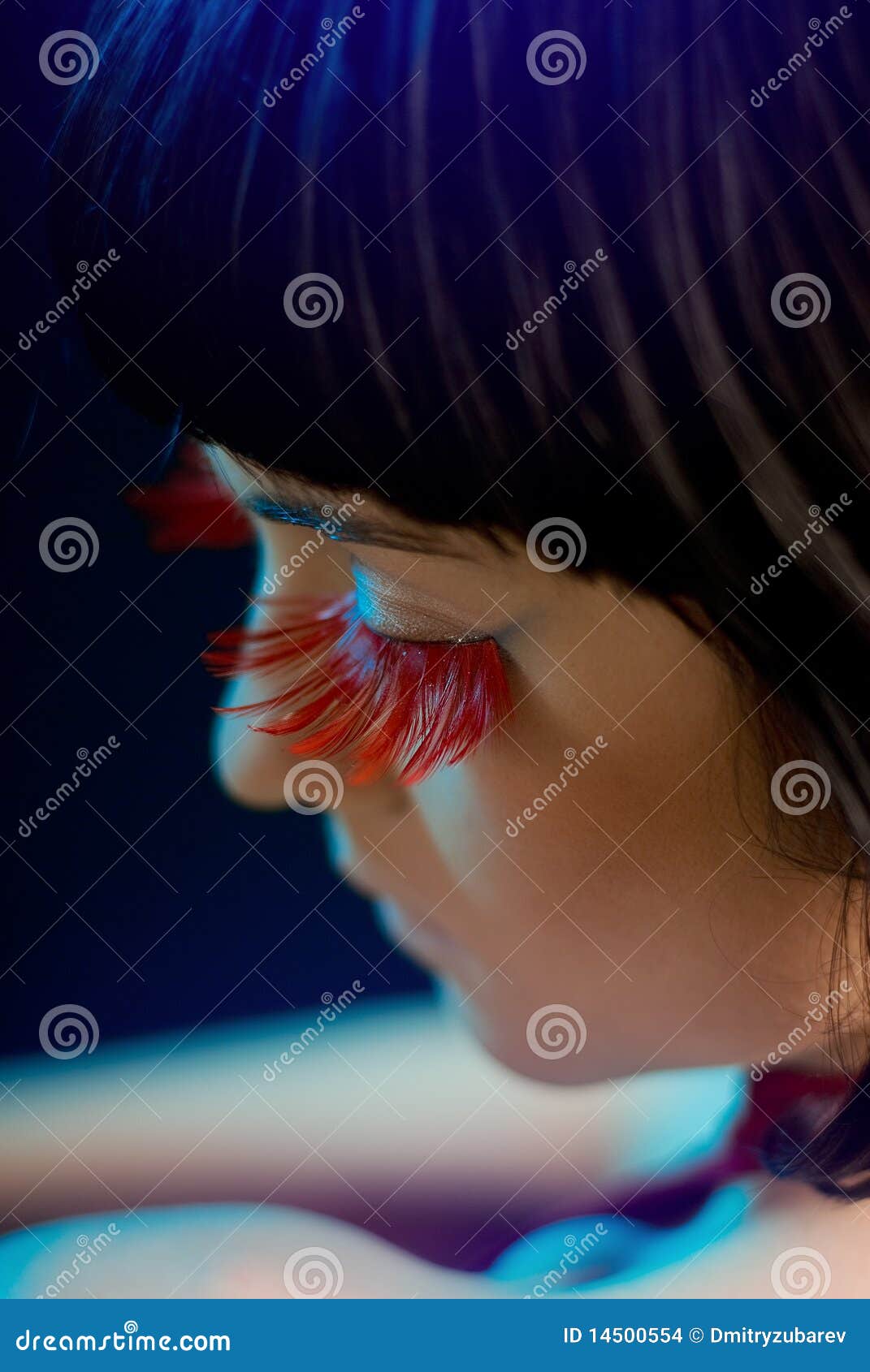 Girl with Red Eyelashes and a Tattoo Stock Photo - Image of large ...