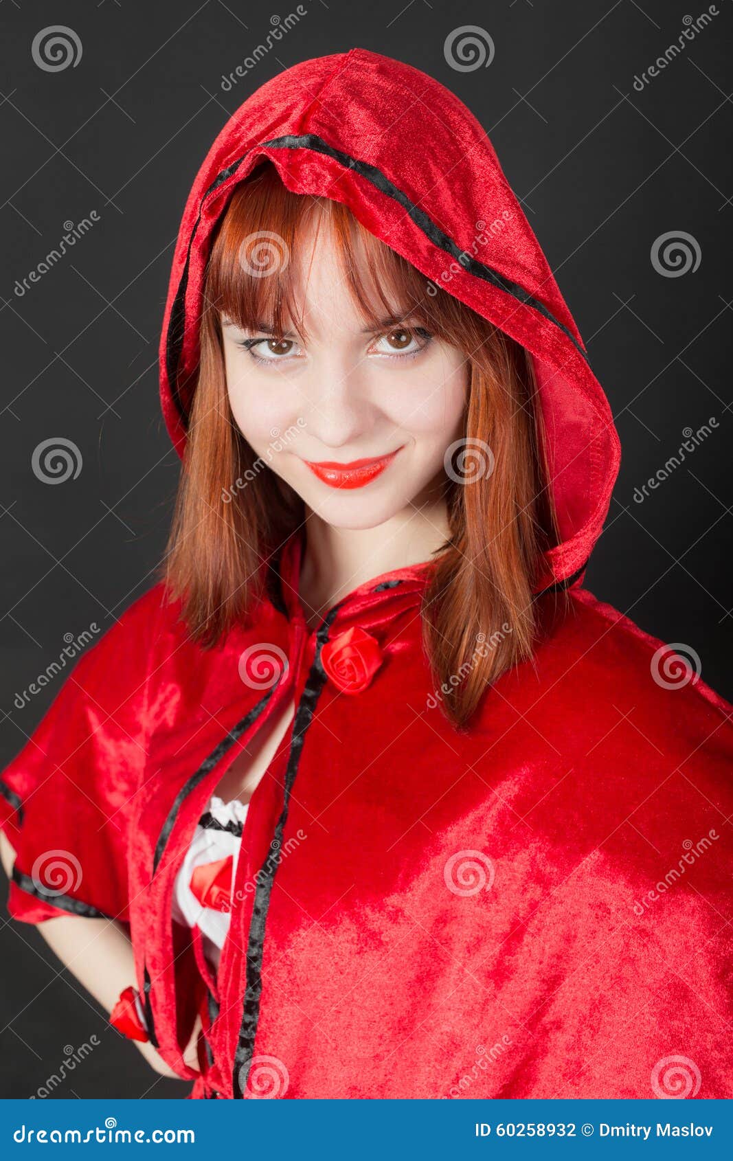 Girl in a red hood stock photo. Image of sensuality, elegance - 60258932