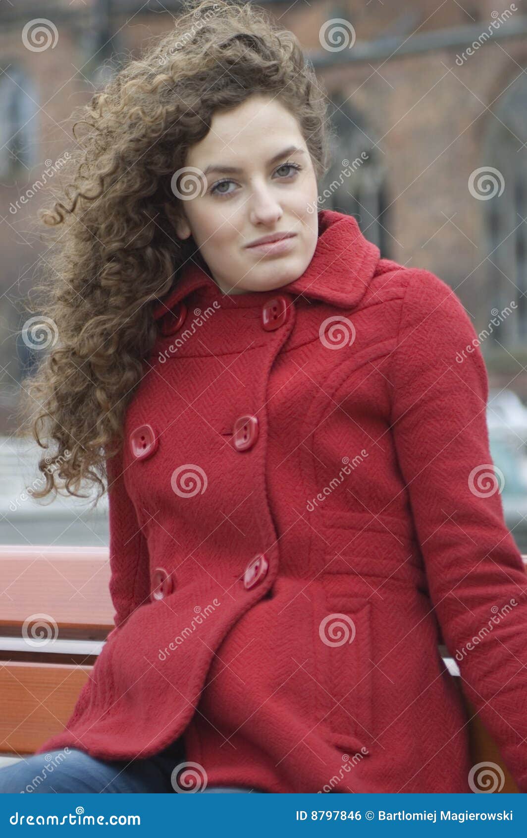 Girl in Red Jacket - Portrait Stock Photo - Image of wroclaw, coat: 8797846