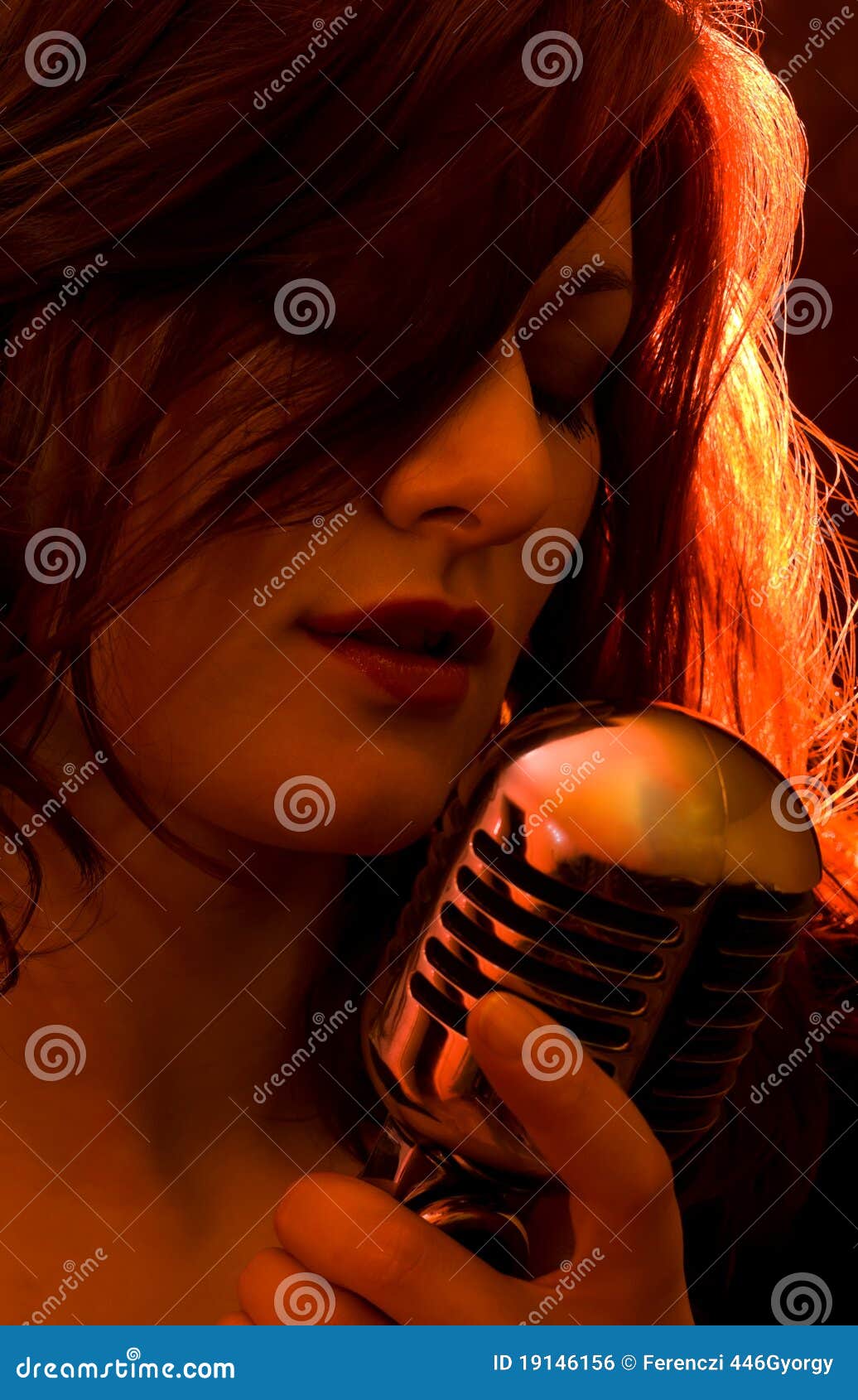 Girl with Red Lights, Singing Editorial Photo - Image of performer ...