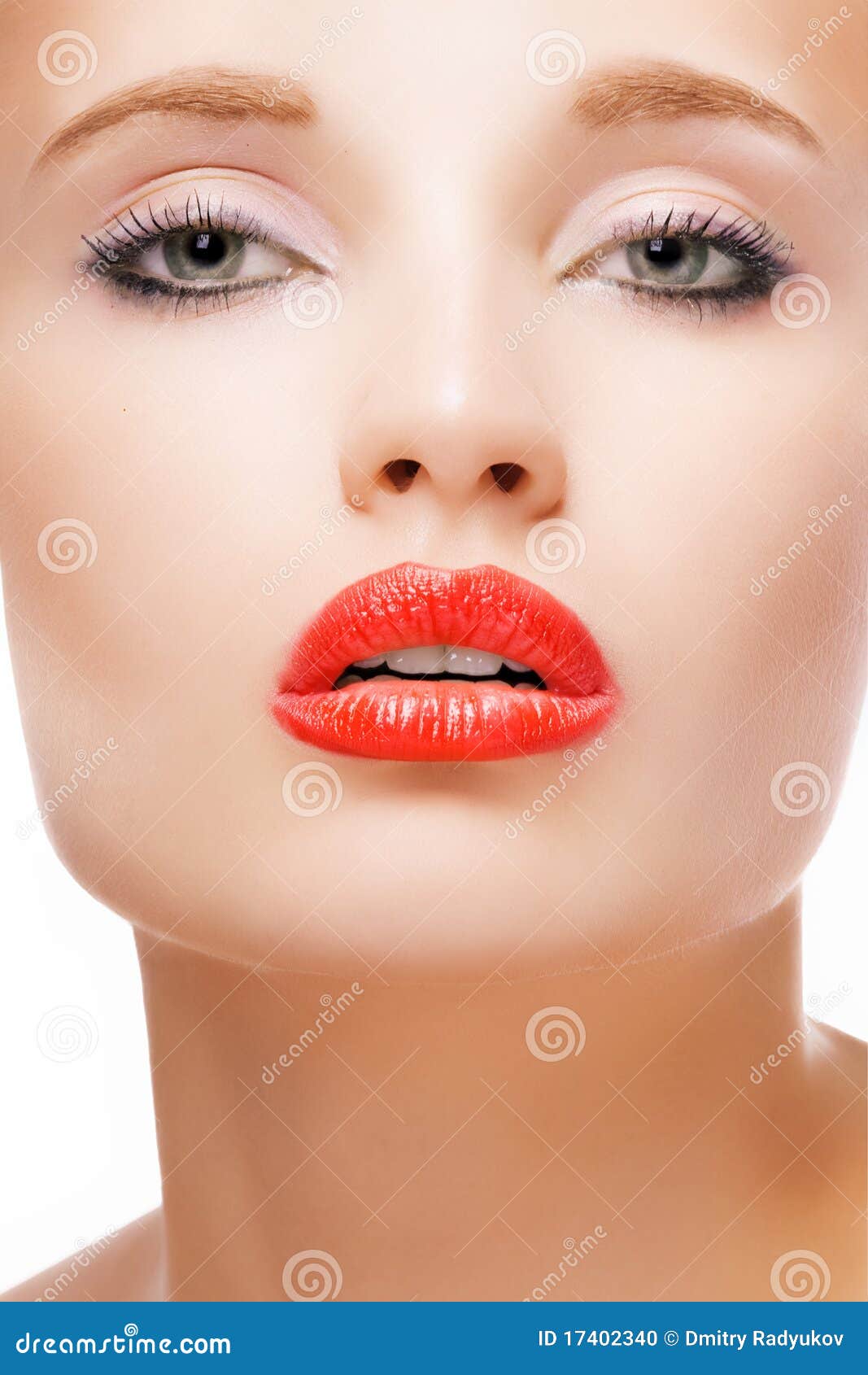Girl with red lips stock photo. Image of model, face - 17402340