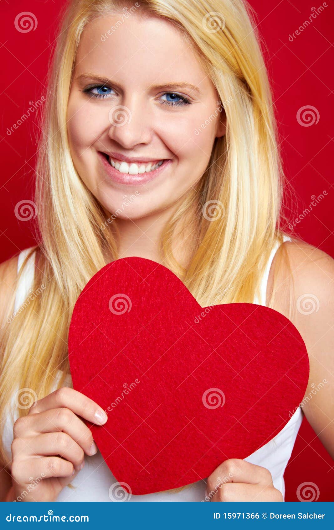 Girl with red love heart stock photo. Image of details - 15971366