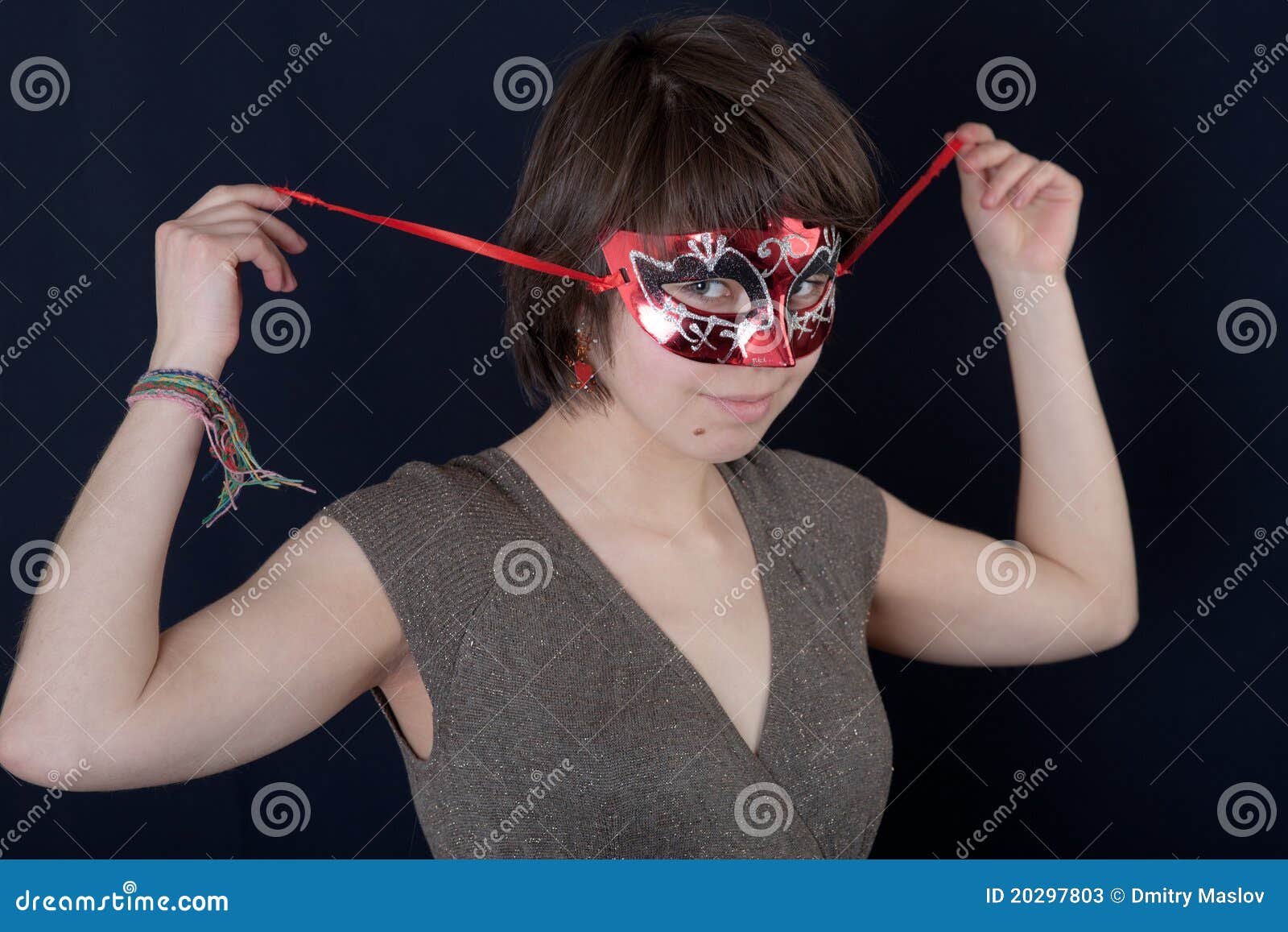 Girl in a red mask stock image. Image of mask, clothing - 20297803