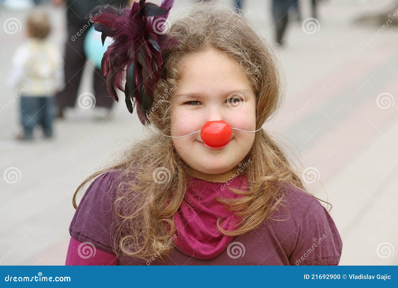 Girl with red nose stock photo. Image of color, colorful - 21692900