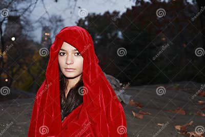 Girl in red robe stock photo. Image of girl, fabric, evening - 7688958