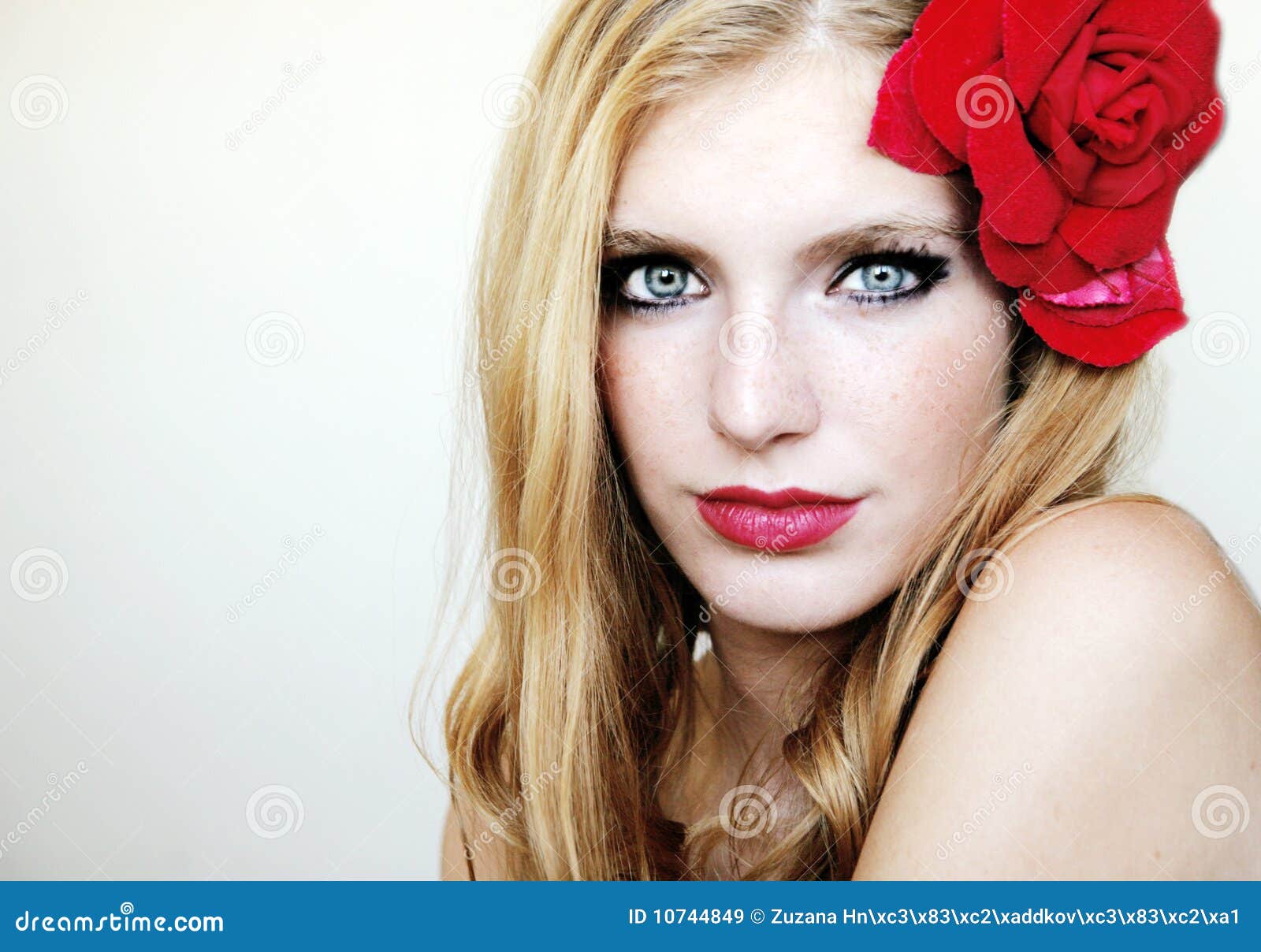 Girl with a red rose stock image. Image of elegance, eyelash - 10744849