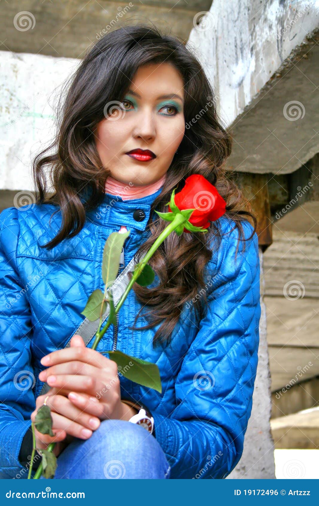 Girl with a red rose stock photo. Image of beautiful - 19172496