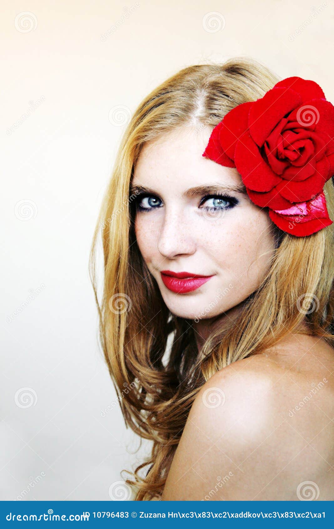 Girl with a red rose 2 stock image. Image of lips, lady - 10796483