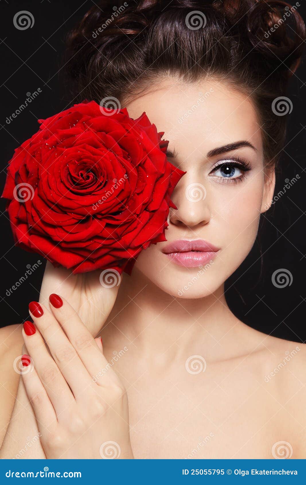 Girl with red rose stock image. Image of healthy, seductive - 25055795