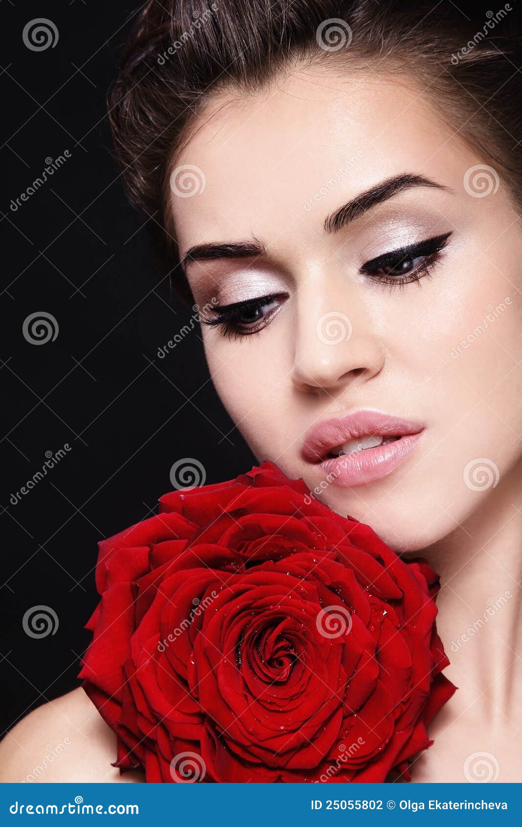 Girl with red rose stock photo. Image of care, rose, lovely - 25055802