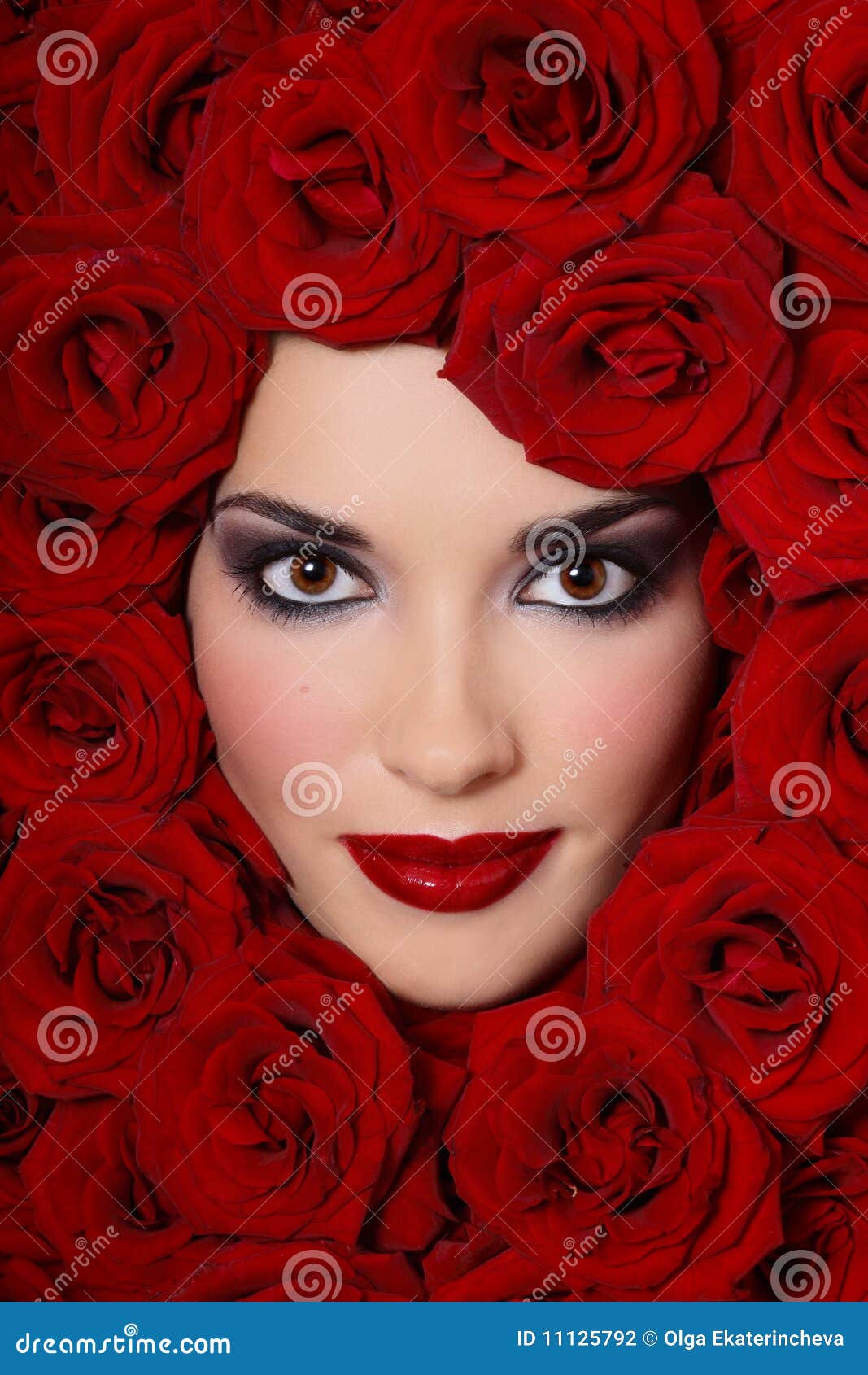 Girl in red roses stock photo. Image of fashion, trendy - 11125792