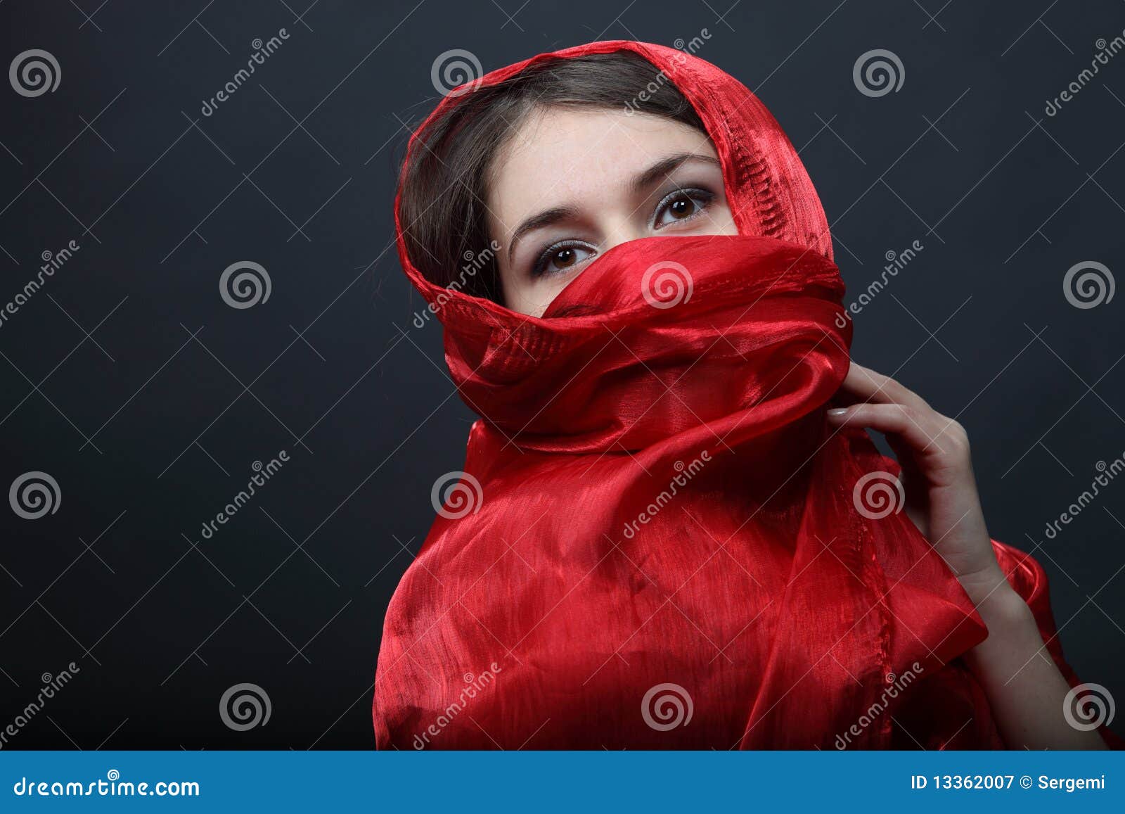Girl with red shawl stock image. Image of model, fashion - 13362007