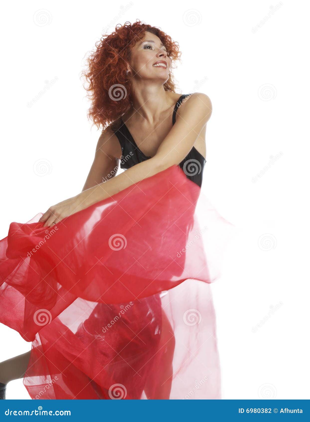 The girl with a red shawl stock photo. Image of happiness - 6980382