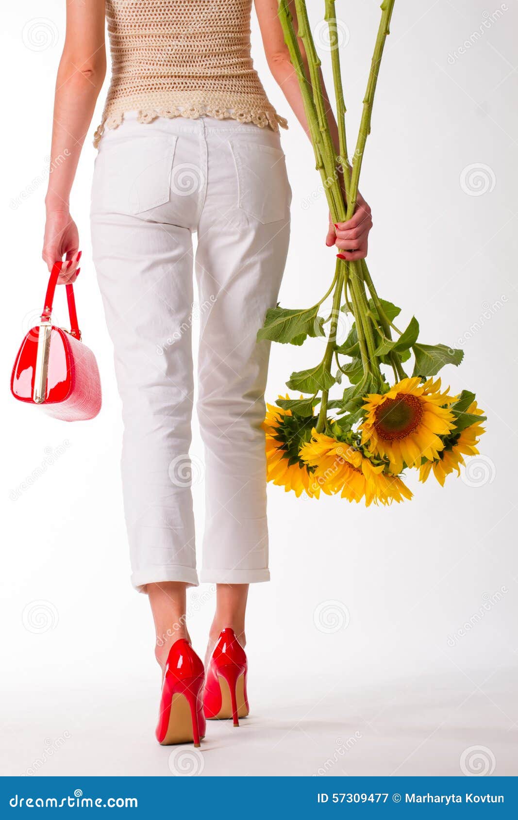 Girl In Red Shoes With Red Bag Stock Image Image Of Hobbies Happy 57309477