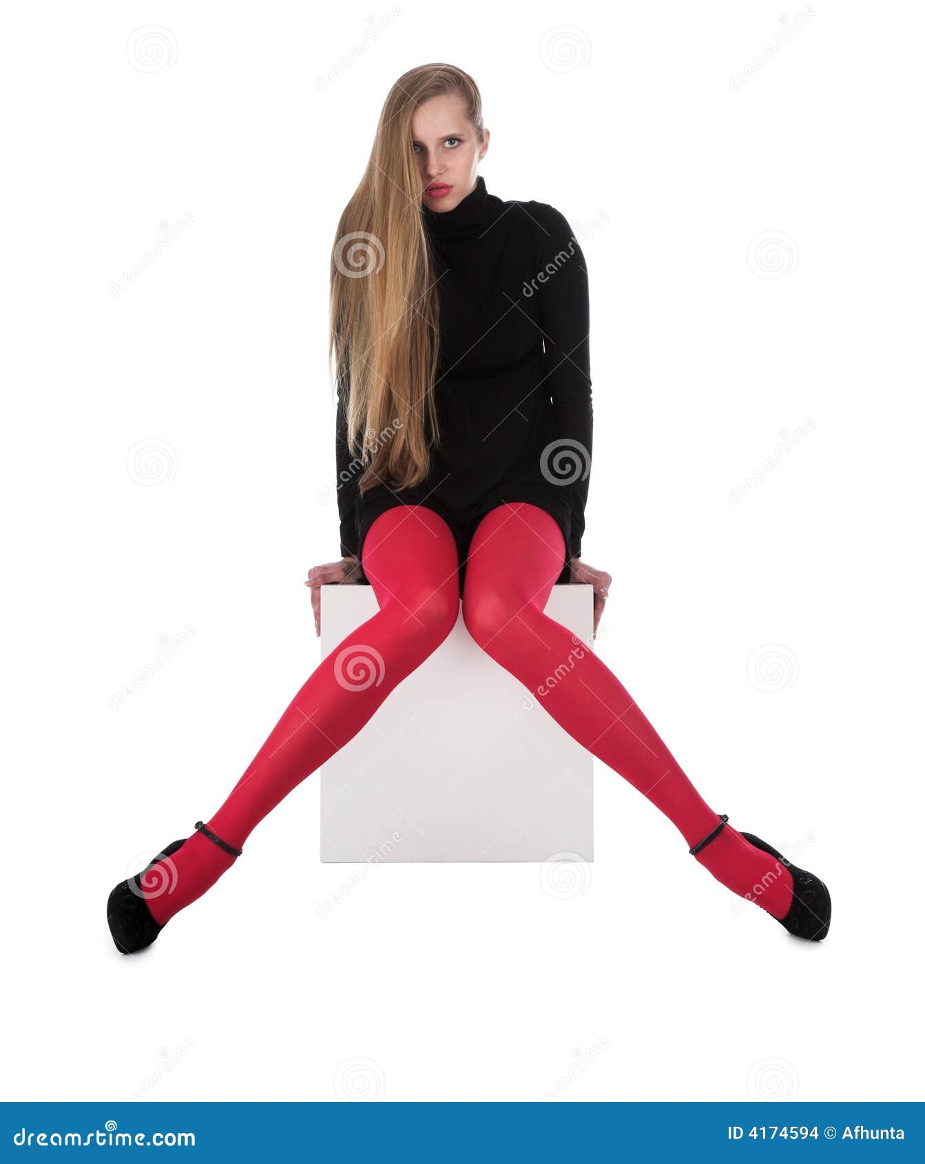 The girl in red stockings stock photo. Image of portrait - 4174594