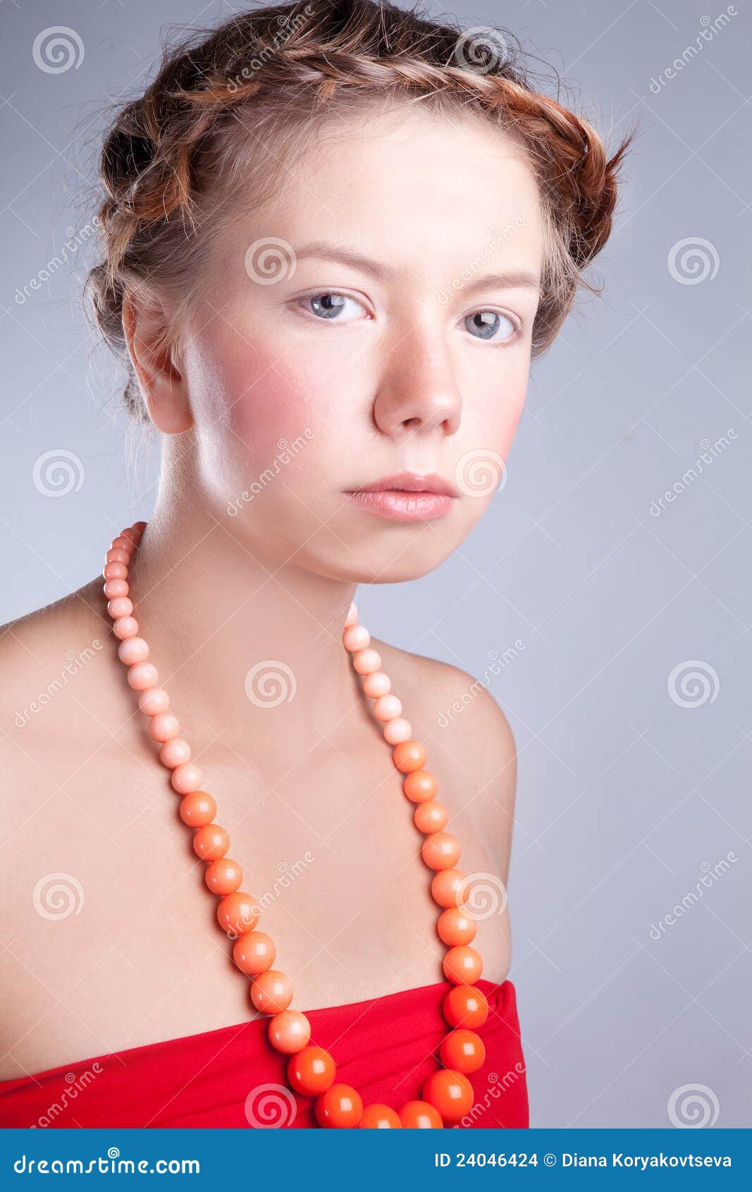 Girl in Red Tops stock photo. Image of lips, shoulders - 24046424