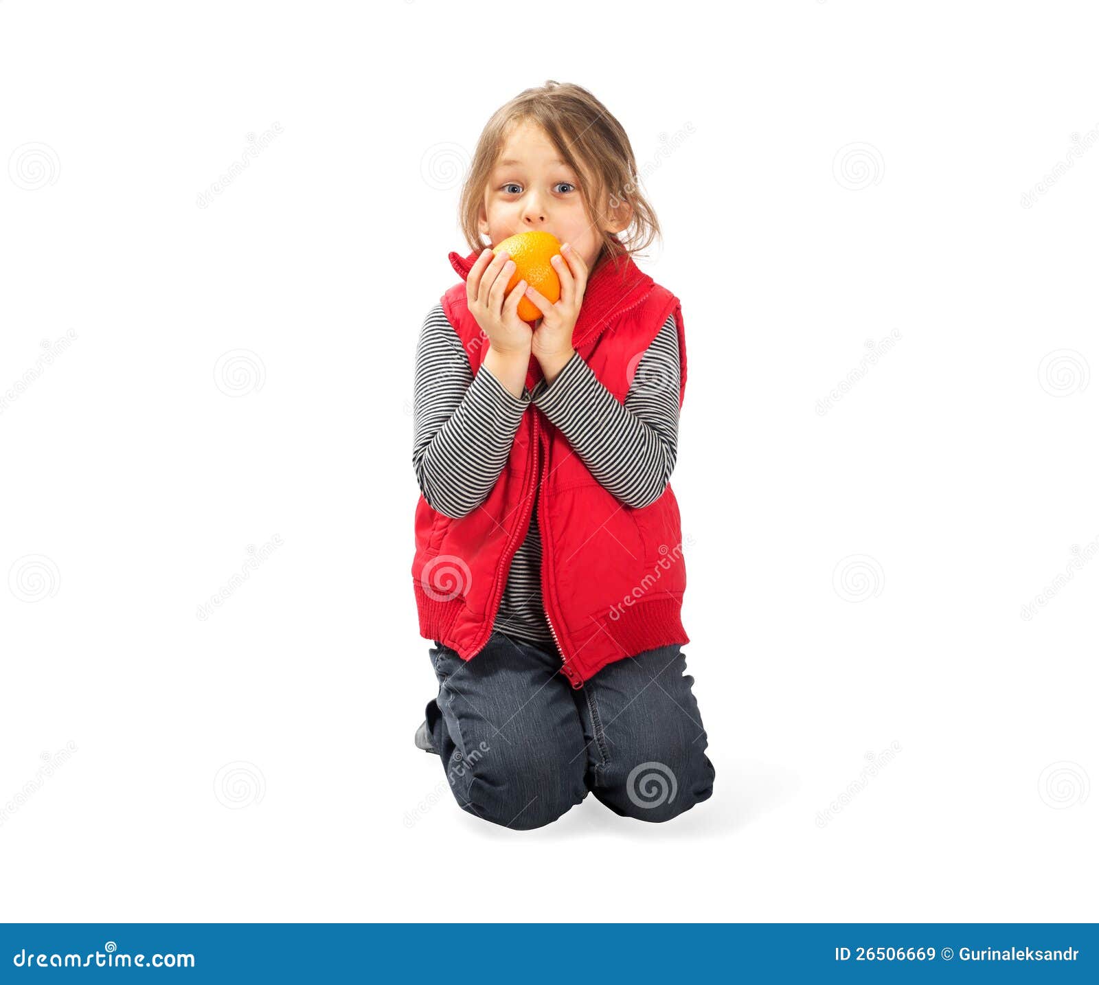 Girl in a red vest stock image. Image of girls, food - 26506669