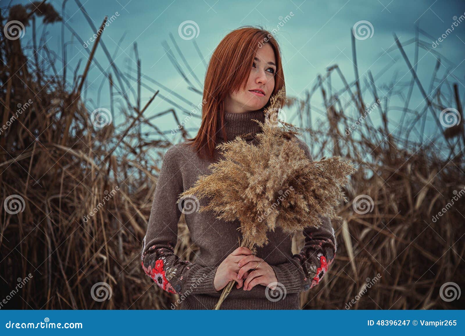 The girl in the reeds stock image. Image of lifestyle - 48396247