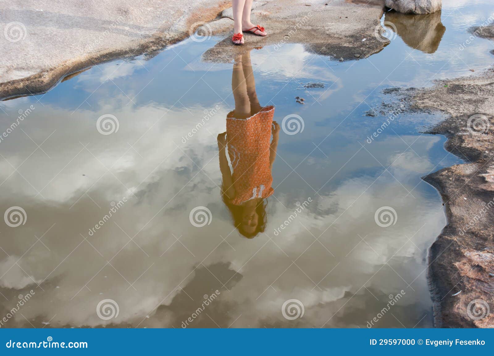 The girl in the reflection stock photo. Image of water - 29597000