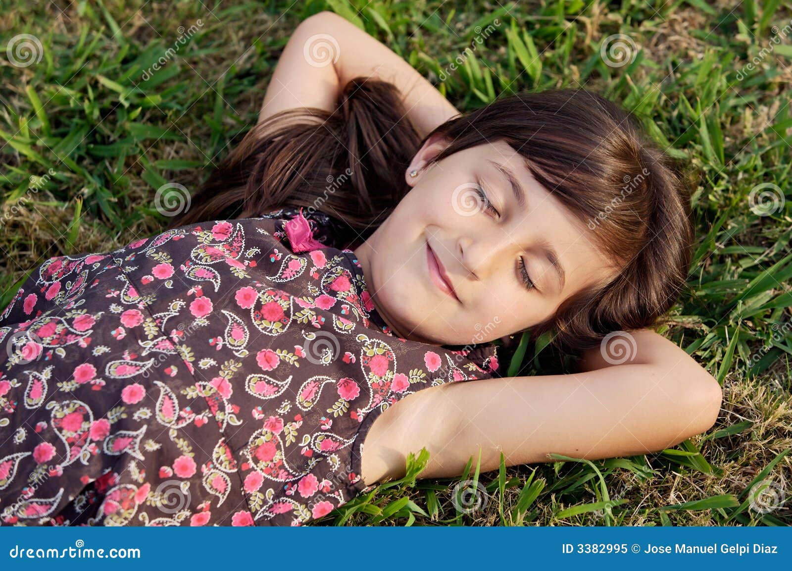 Girl relaxed stock image. Image of enjoyment, grass, adorable - 3382995